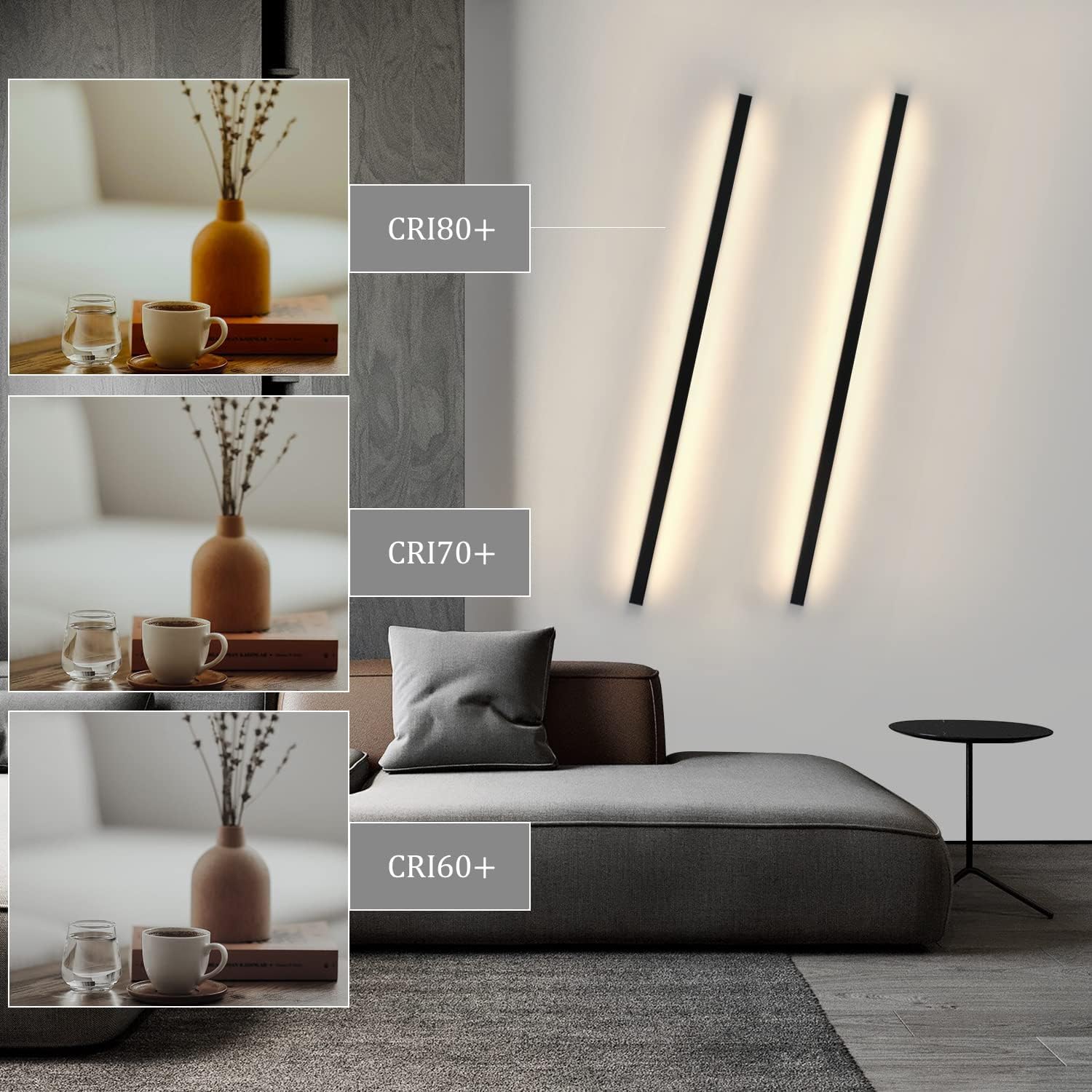 NETTLIFE 2 applique a LED applique da interno 100CM nero design moderno dimmerabile bianco caldo ...