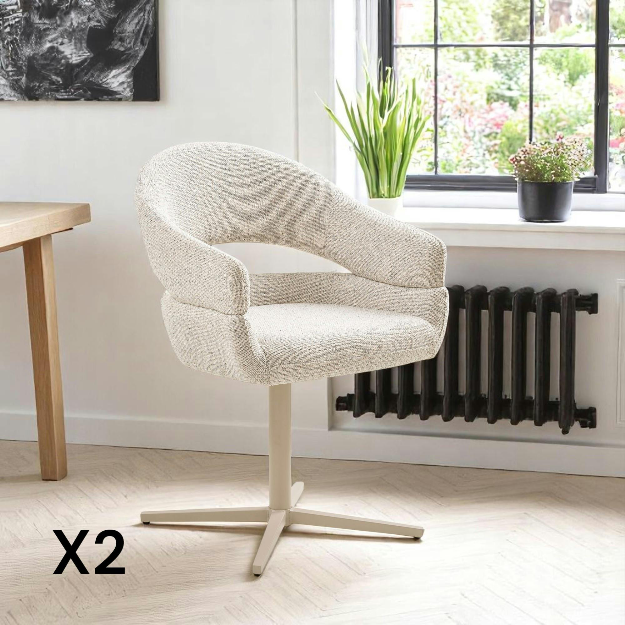 Chaise pivotante beige chiné design avec pied gris (lot de 2) MONTREUX ...