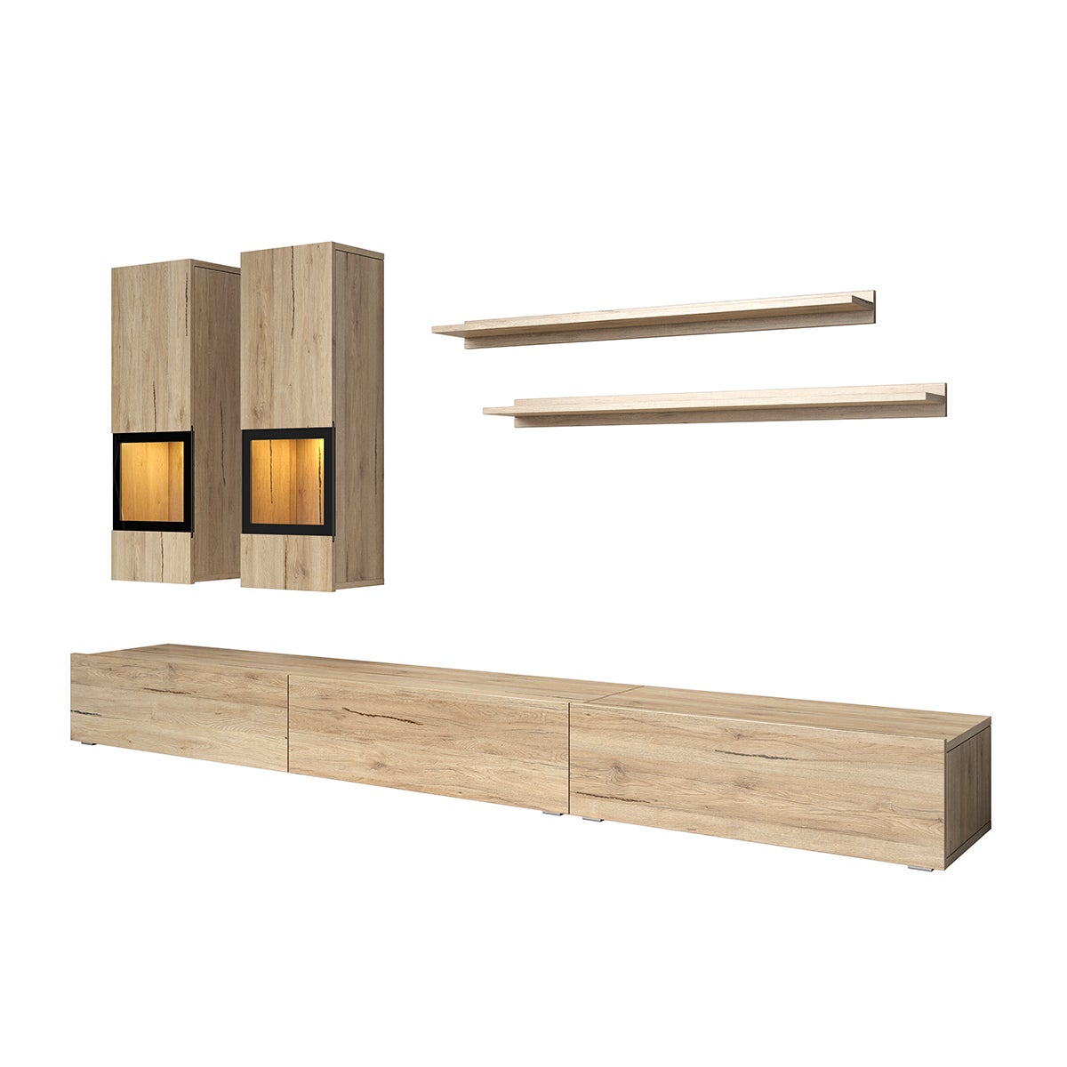 Mur TV 5 pièces avec LED Sloan Bois | Leroy Merlin