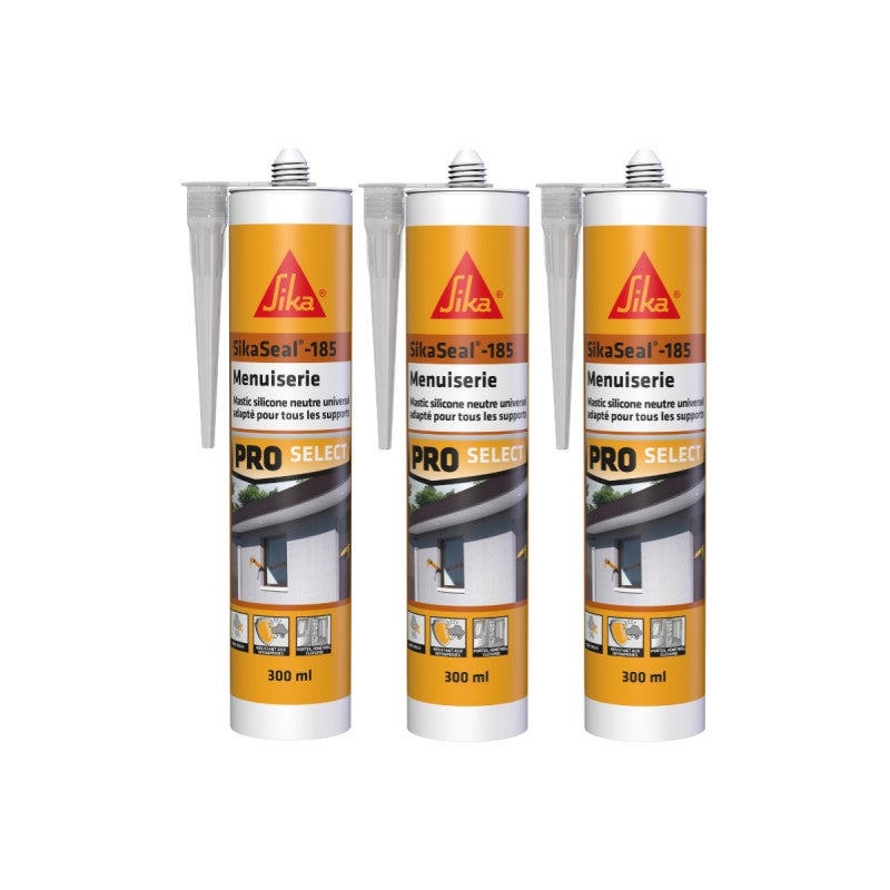 Lot de 3 mastics silicone SIKA Sikaseal-185 Menuiserie - Blanc PVC ...
