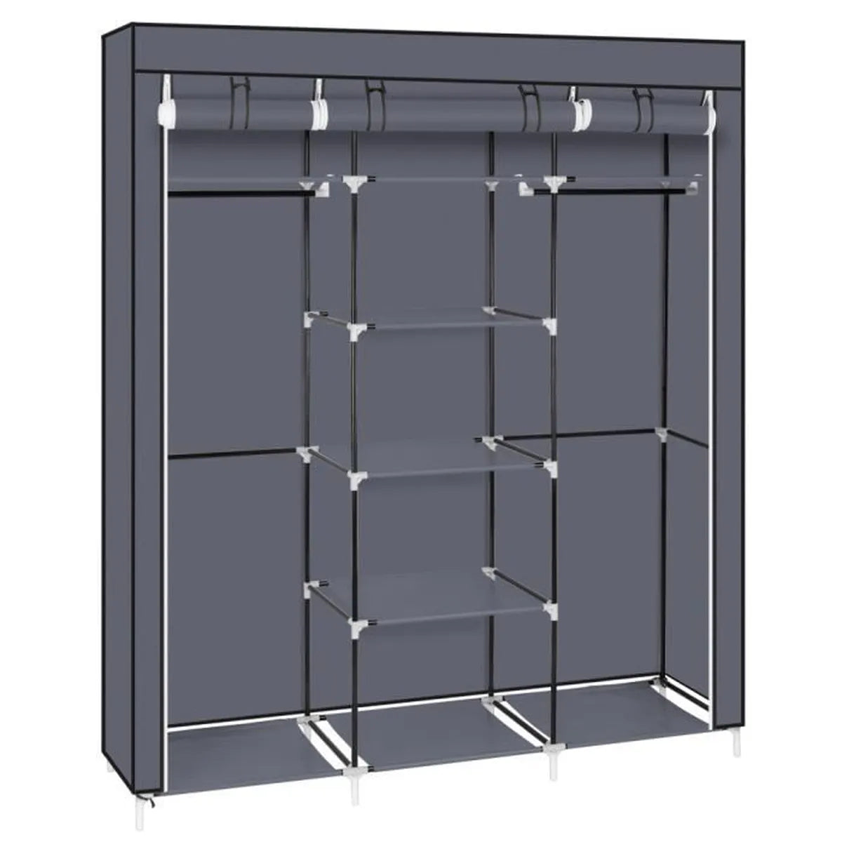 ARMOIRE DE RANGEMENT PENDERIE DRESSING 9 ETAGERES AVEC HOUSSE ...