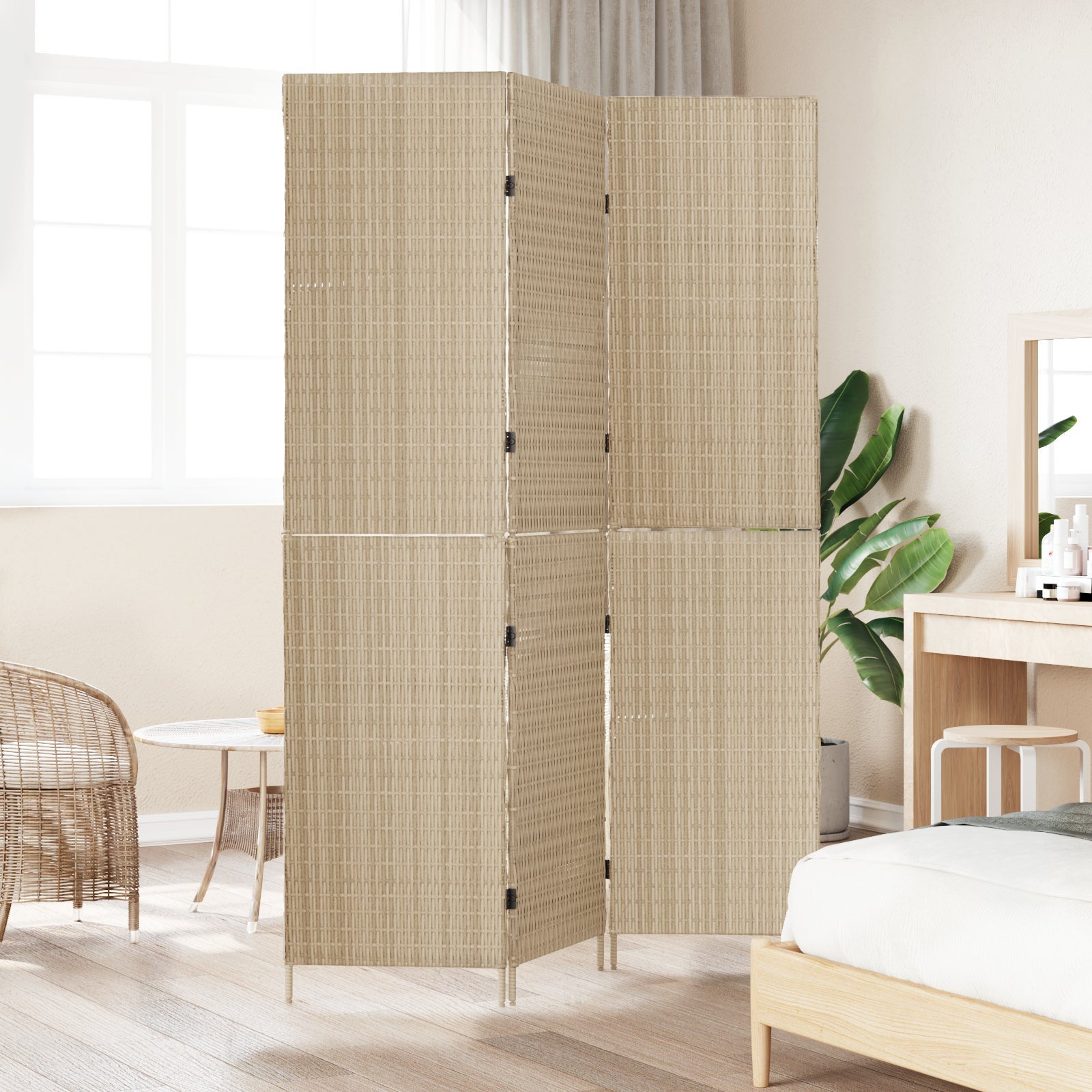VidaXL Divisor de habitación 3 paneles plegables beige 147x180 cm de ...