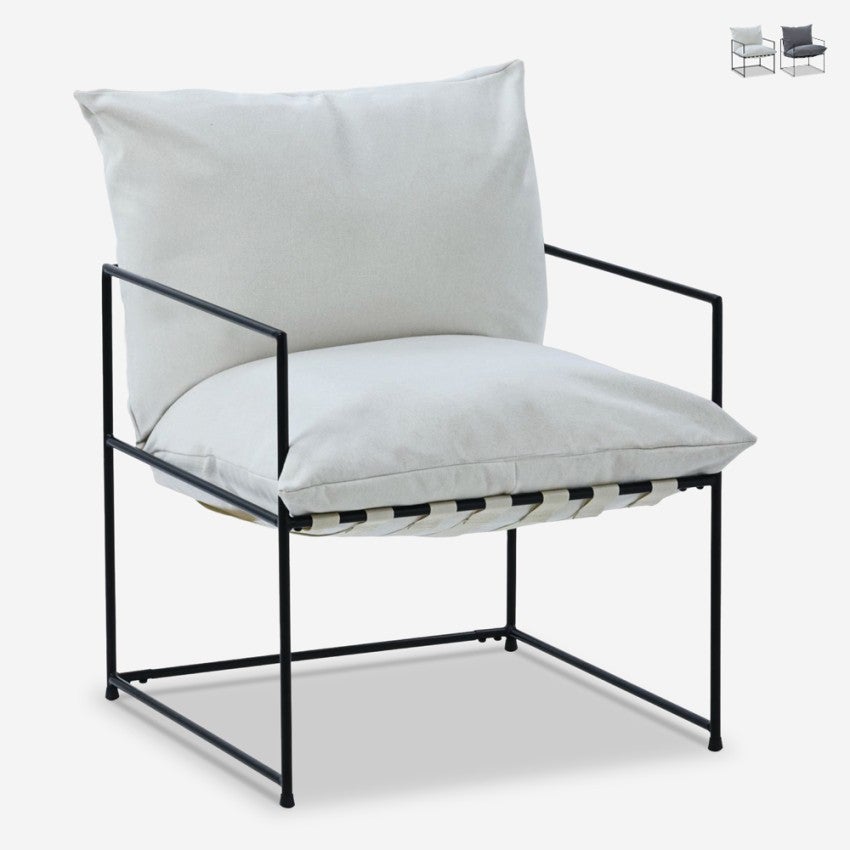 Poltrona design moderno in tessuto stile minimal metallo nero Alaska ...