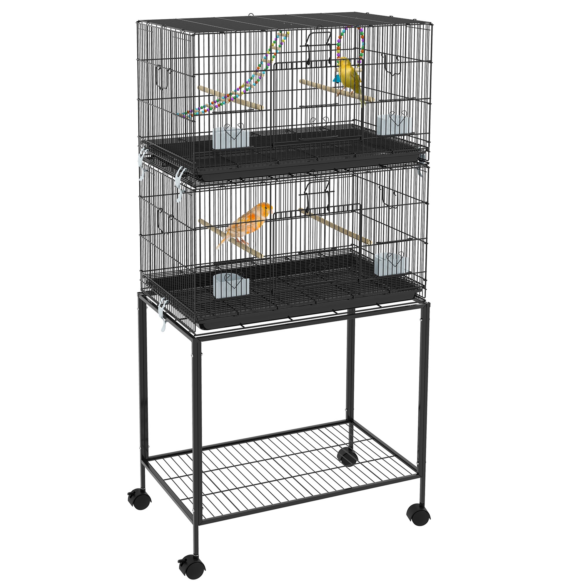 Cage à oiseaux en acier et polypropylène,modèle empilé avec perchoirs ...
