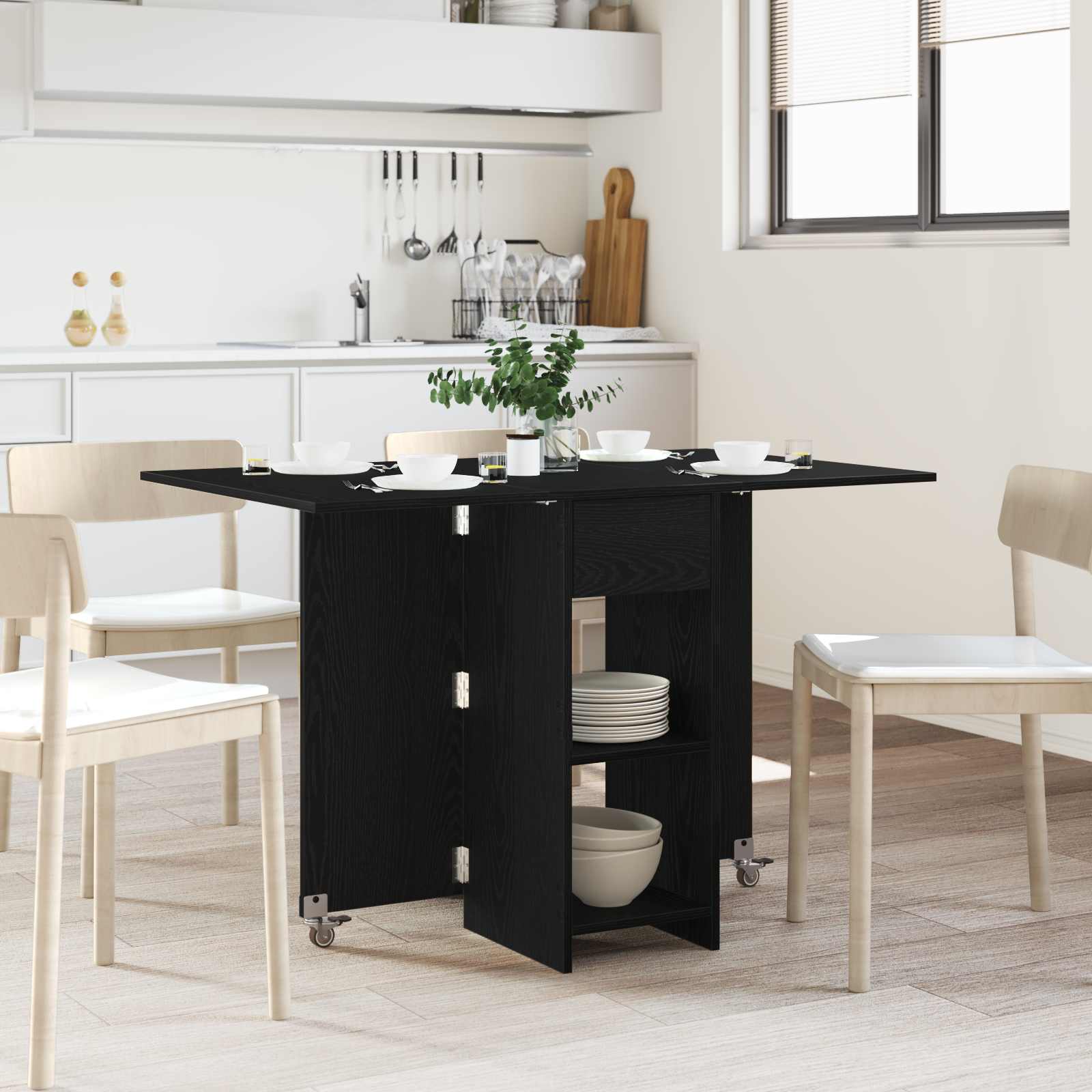 Table à dîner 115 x 70 x 75 cm Bois d'ingénierie Chêne noir | Leroy Merlin