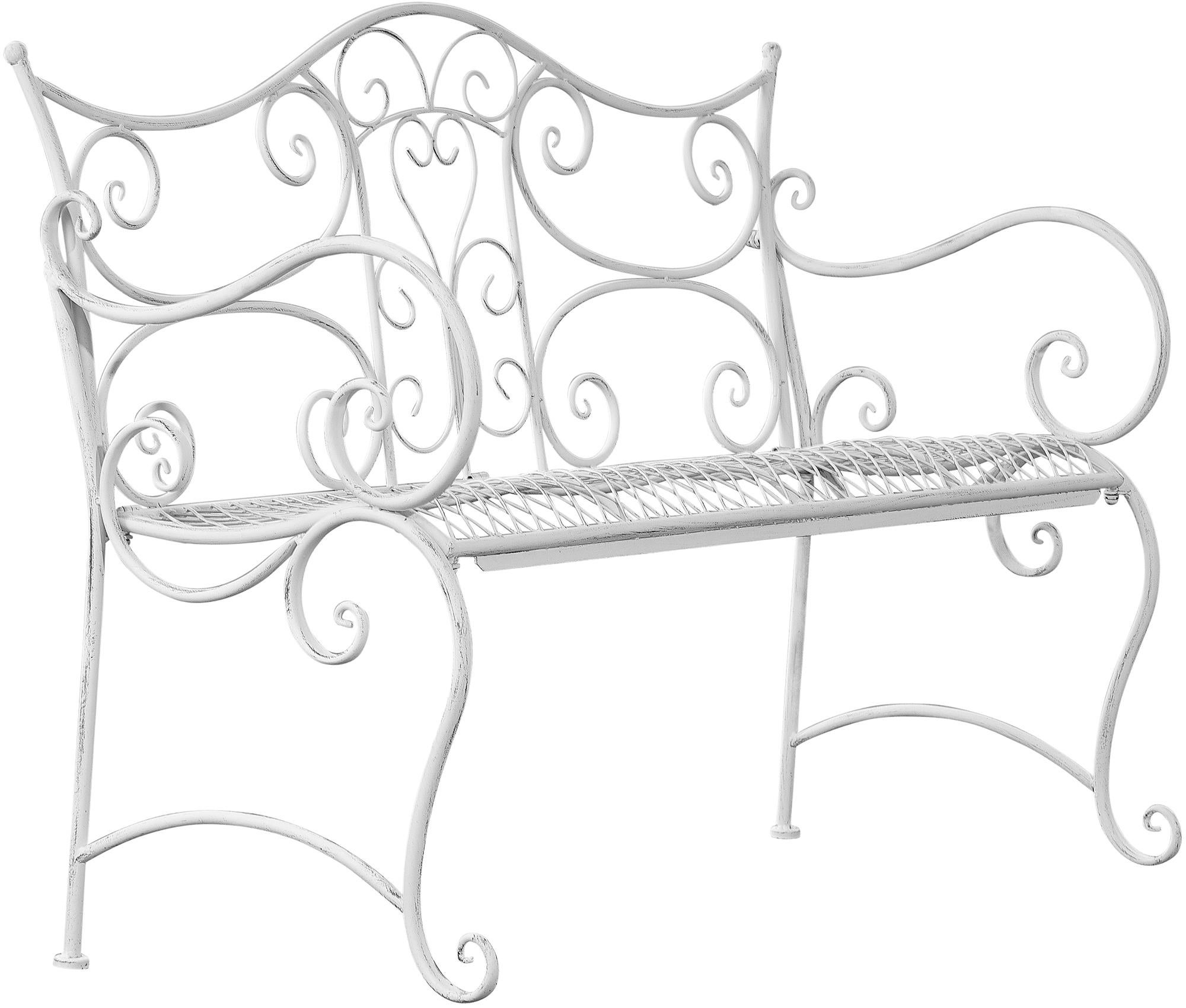 Banc de jardin au style antique Tara en fer forgé Blanc antique | Leroy ...