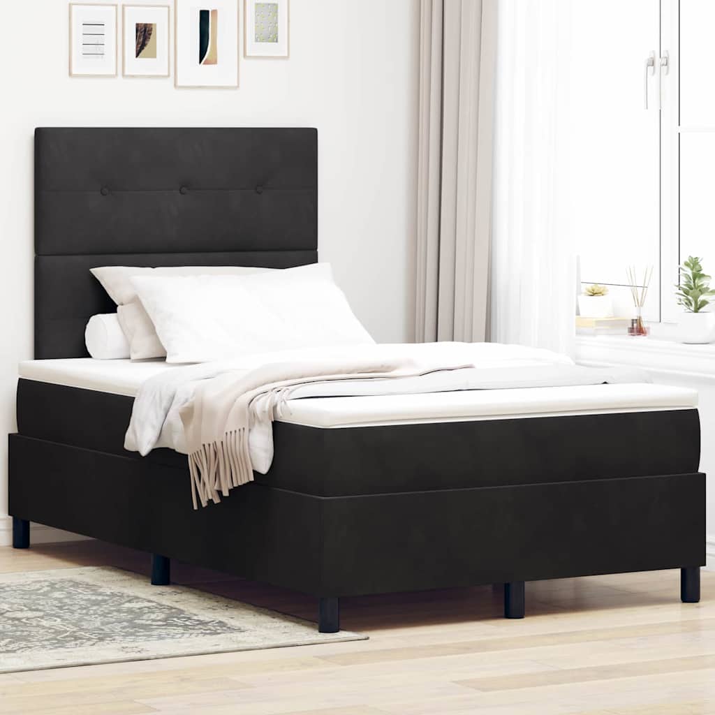 Maison Exclusive - Lit Box Spring avec Matelas Noir Petit Double ...