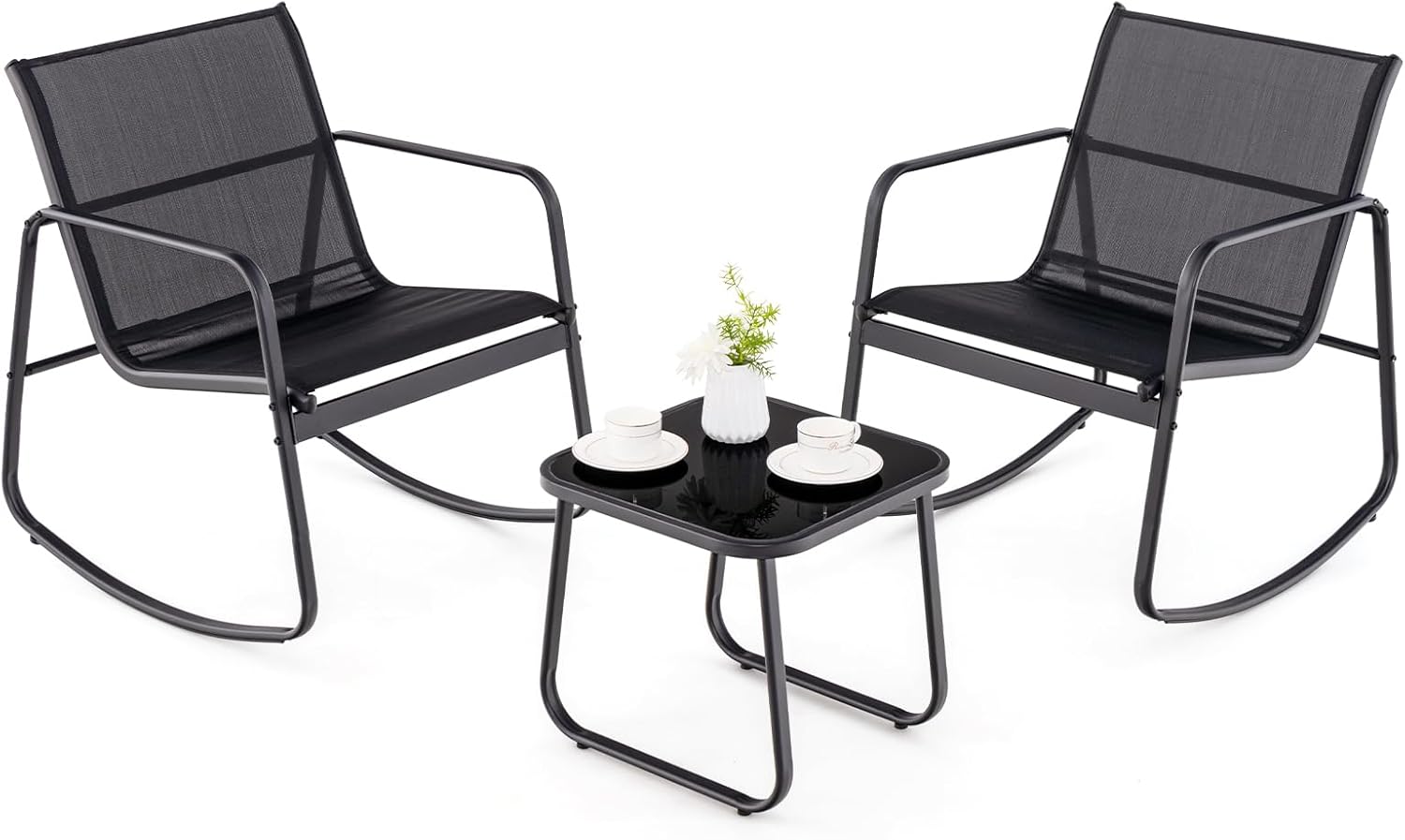 Salon de Jardin 2 Personnes en Tissu Respirant, Table de Jardin ...