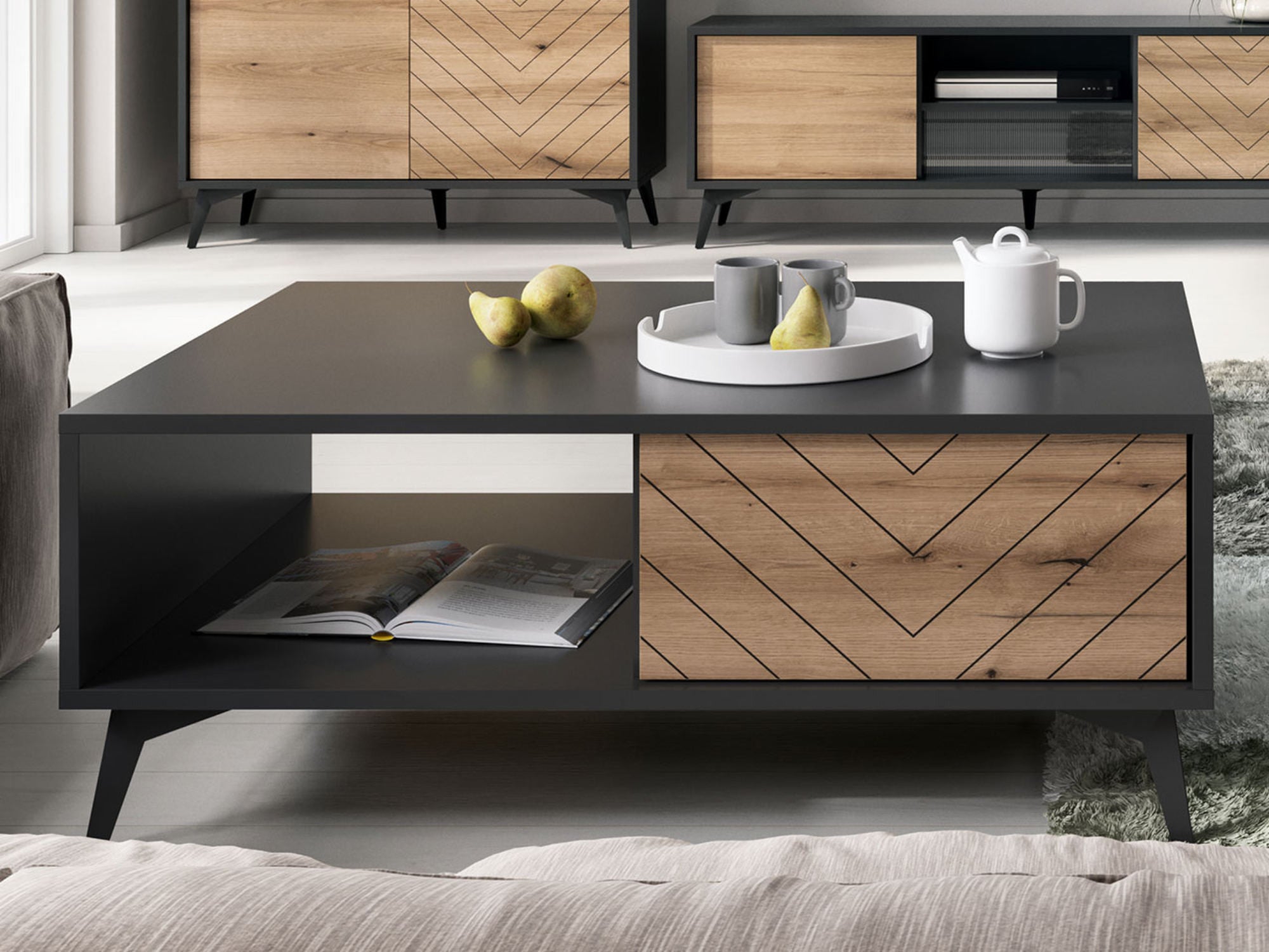 Table basse style industriel 104 cm bois / noir | Leroy Merlin