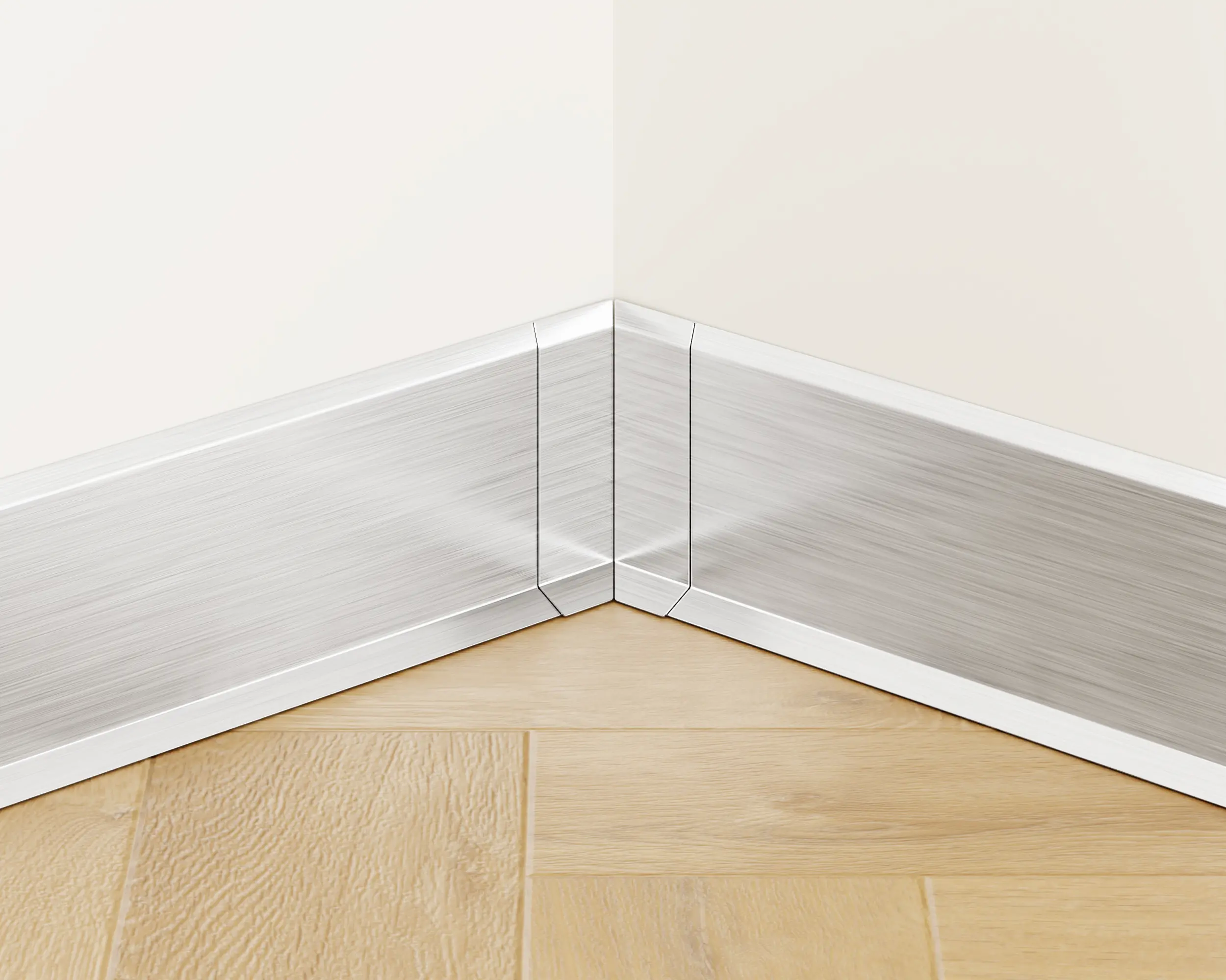 Juego de 4 esquinas FLI interiores modulares para rodapiés 8cm x 3cm x 3cm - plata satinada ...