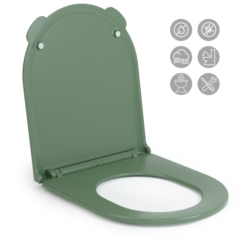AquaWise Asiento WC Verde Salvia, Tapa WC Universal y Tapadera de Water ...