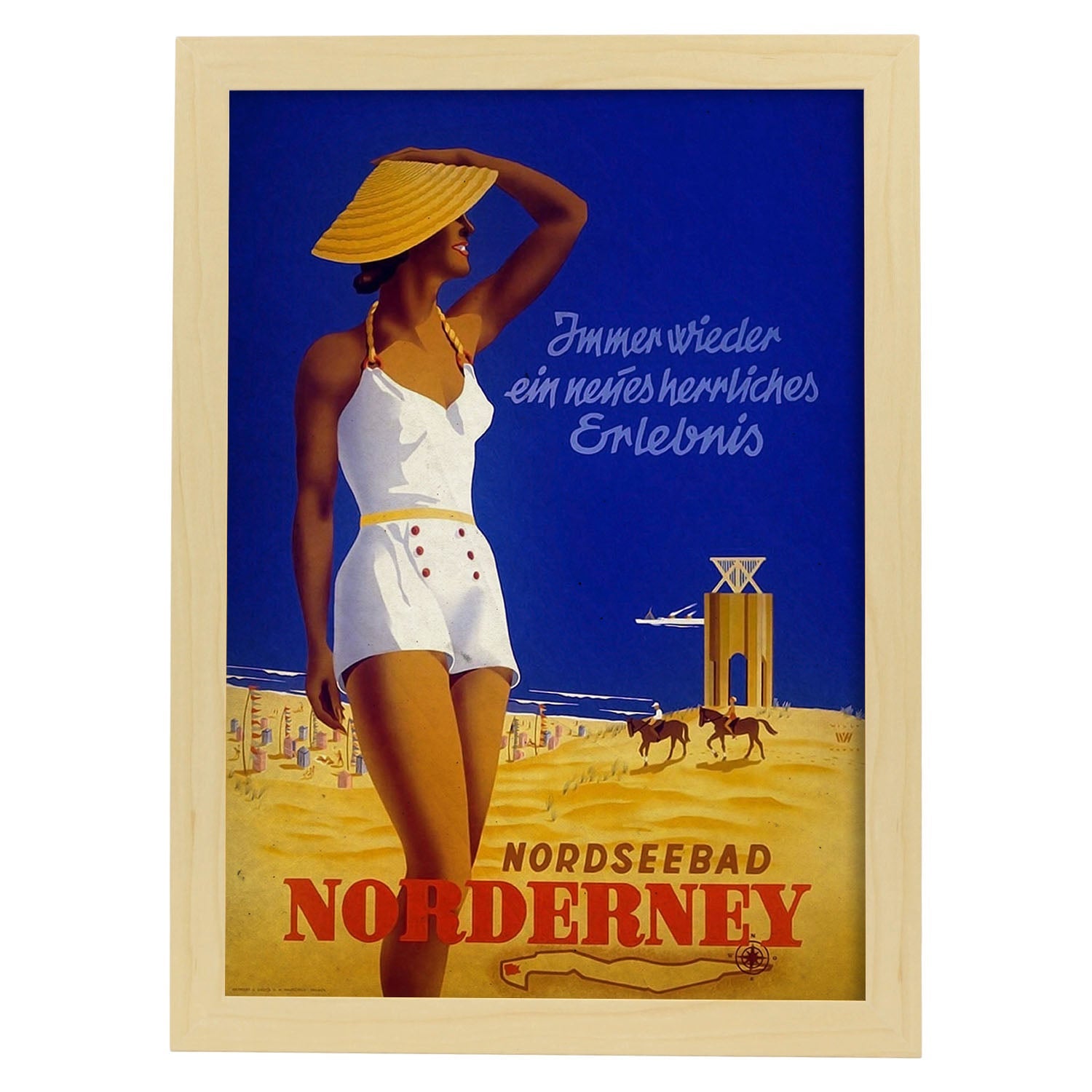 Poster Vintage De Norderney. Con Imagenes Vintage Y De Publicidad Antigua. Marco Blanco - A3 ...