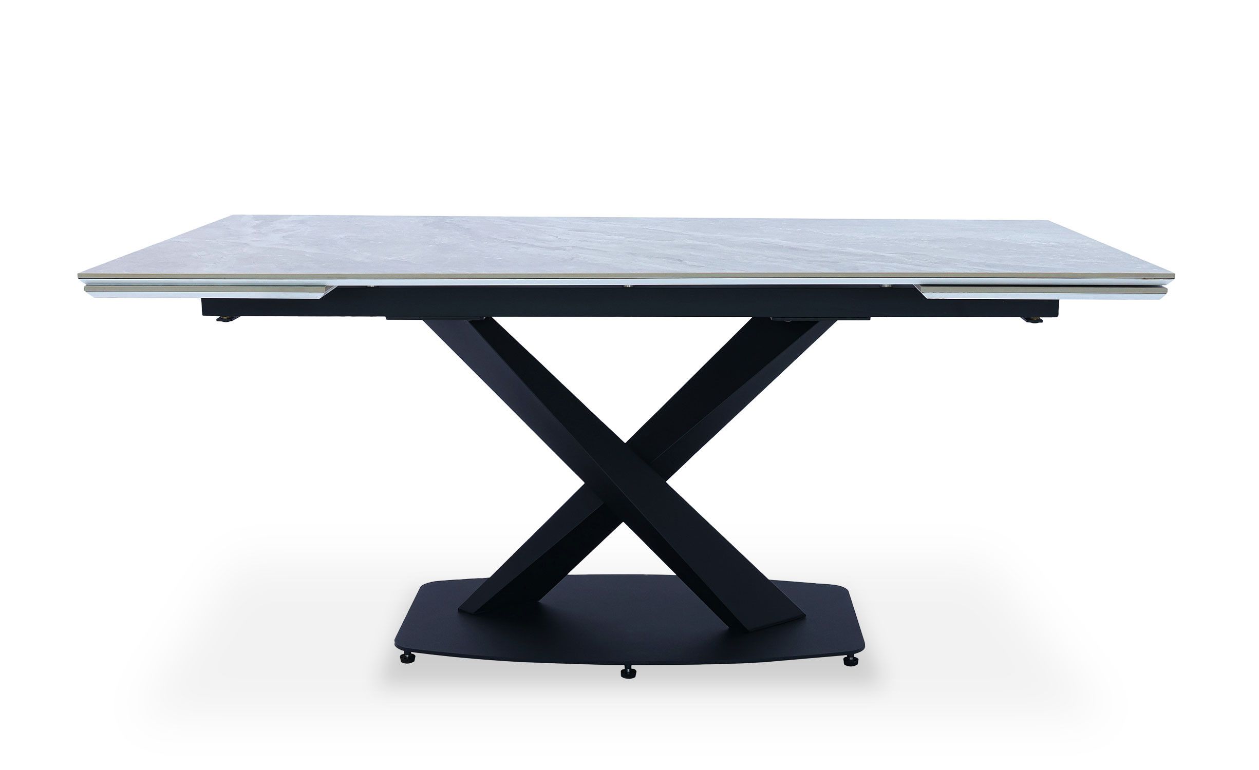 Table extensible moderne Valorane Céramique effet marbre gris pieds ...