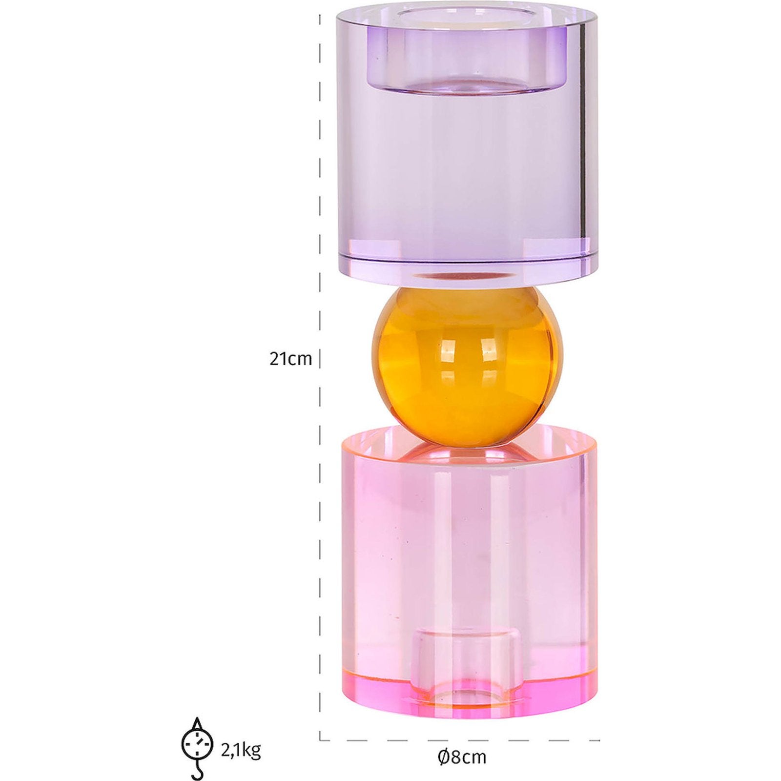 Chandelier Zahra Design et Élégant 8 x 8 x 21 cm Teinte Rose Cristallin ...