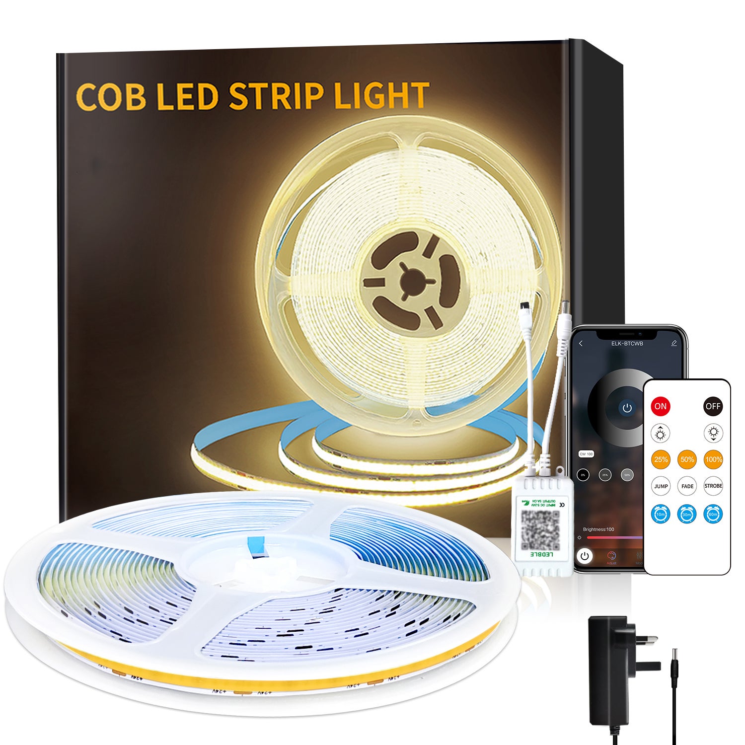 Bande lumineuse LED, 20 m - 6400 LED, bande lumineuse LED COB avec ...