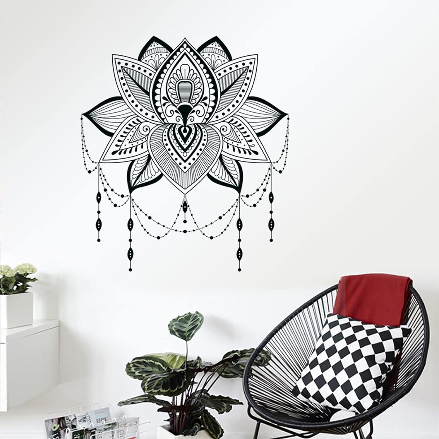 Stickers muraux mandala lotus, stickers muraux style bohème indien ...