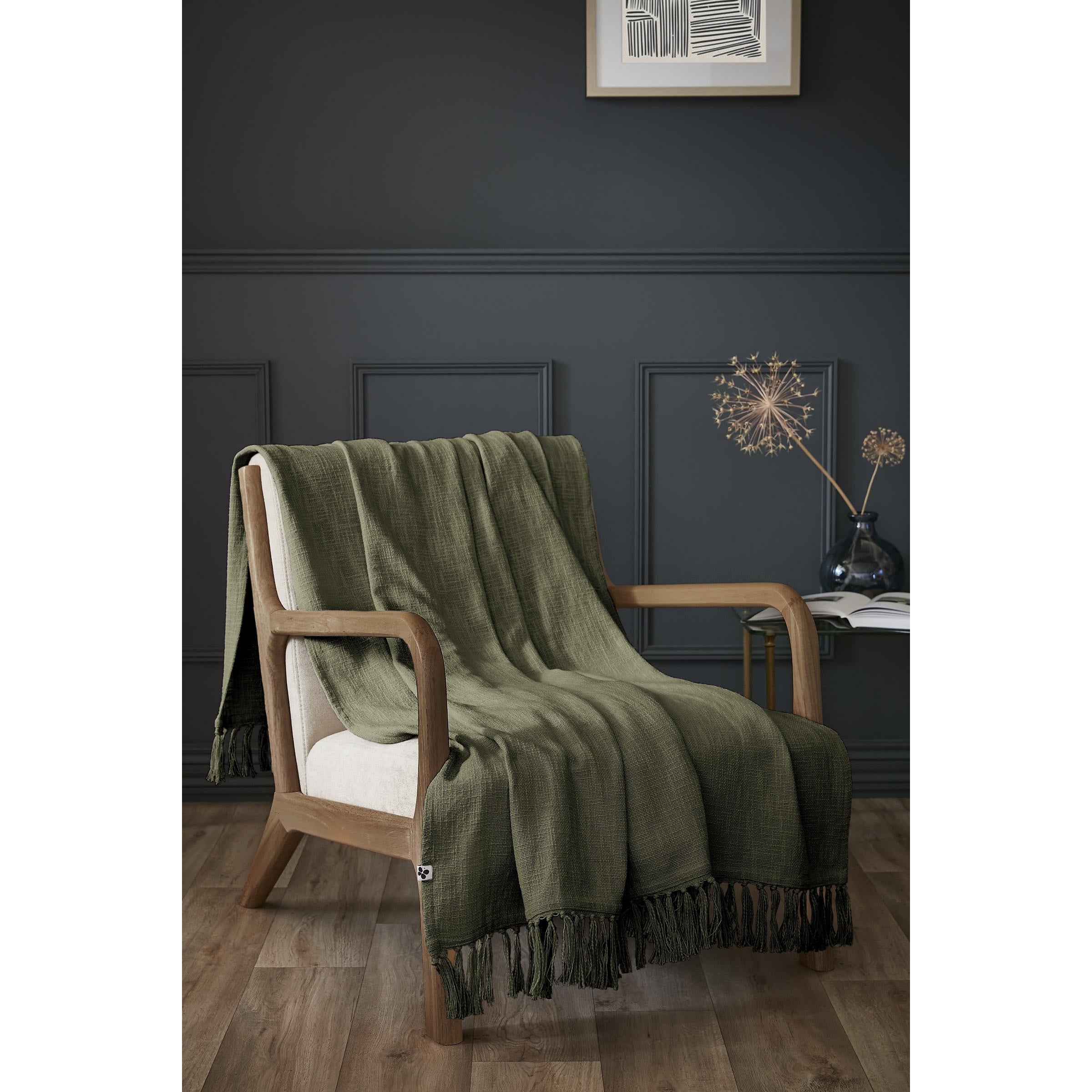 Plaid 130 x 160 cm – Coton Texturé Sixtine – Coloris Thym – 210 g/m² ...