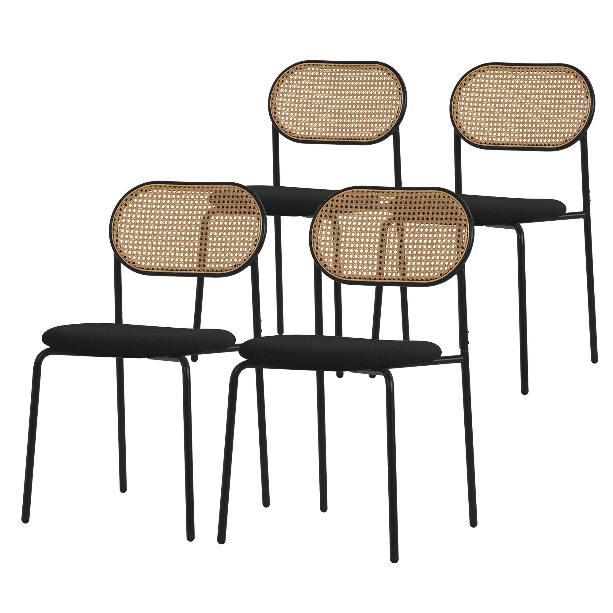 ML-Design Juego de 4 Sillas de Comedor Color Negro Asiento Moderno de ...