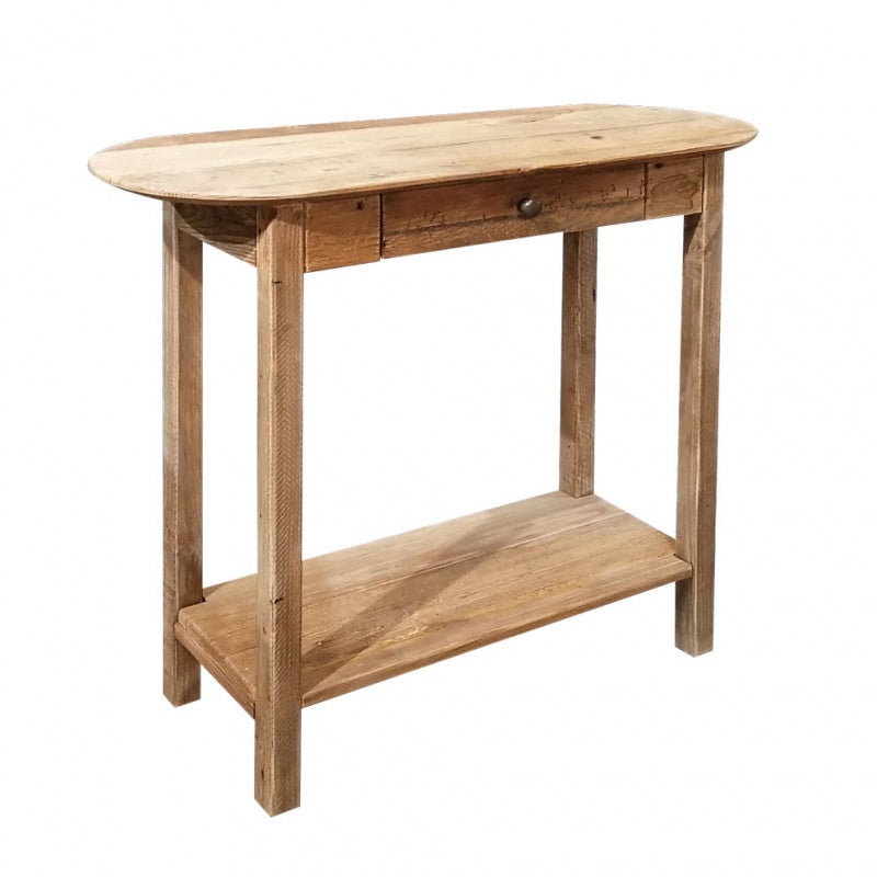 Table/Console en bois de pin massif recyclé avec 1 tiroir - CHALET ...