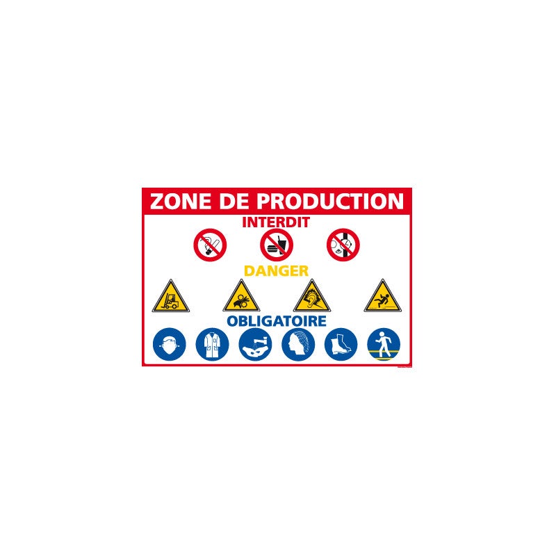 Panneau consignes de sécurité zone de production (D0551) 420 x 300 mm ...