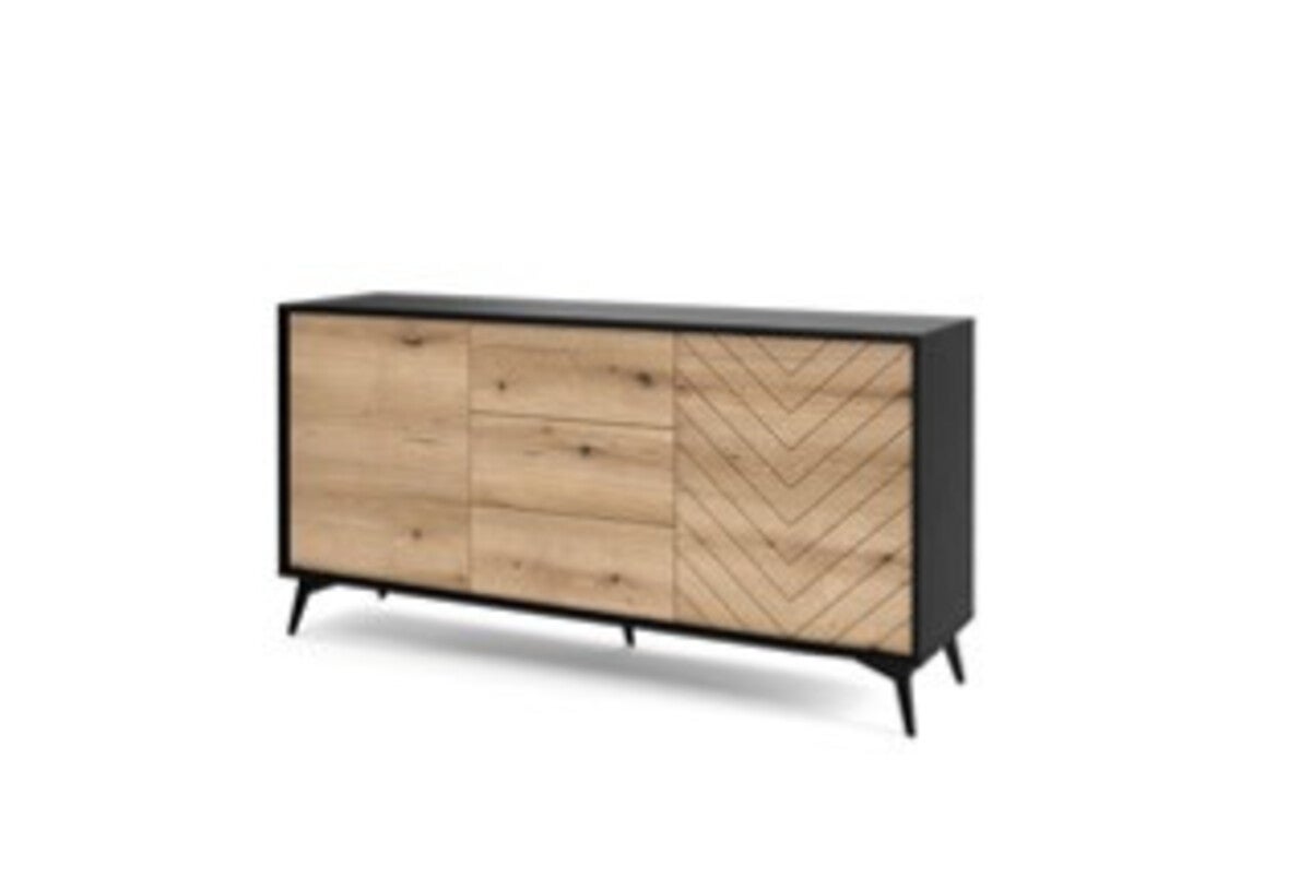Buffet odense 154 cm chêne et noir | Leroy Merlin