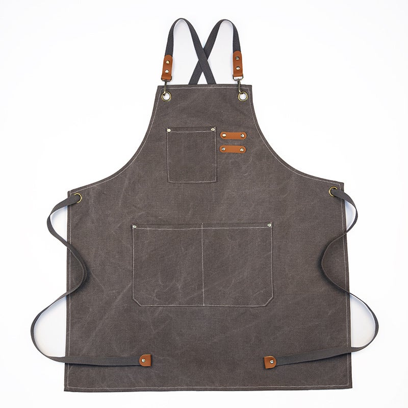 Delantal vaquero (gris) con bolsillos para peluqueros, pintores ...