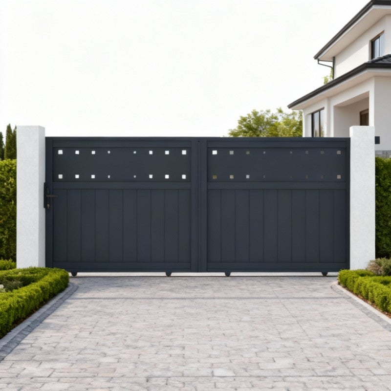 Portail coulissant aluminium X-Metal design moderne 340x140 cm ...