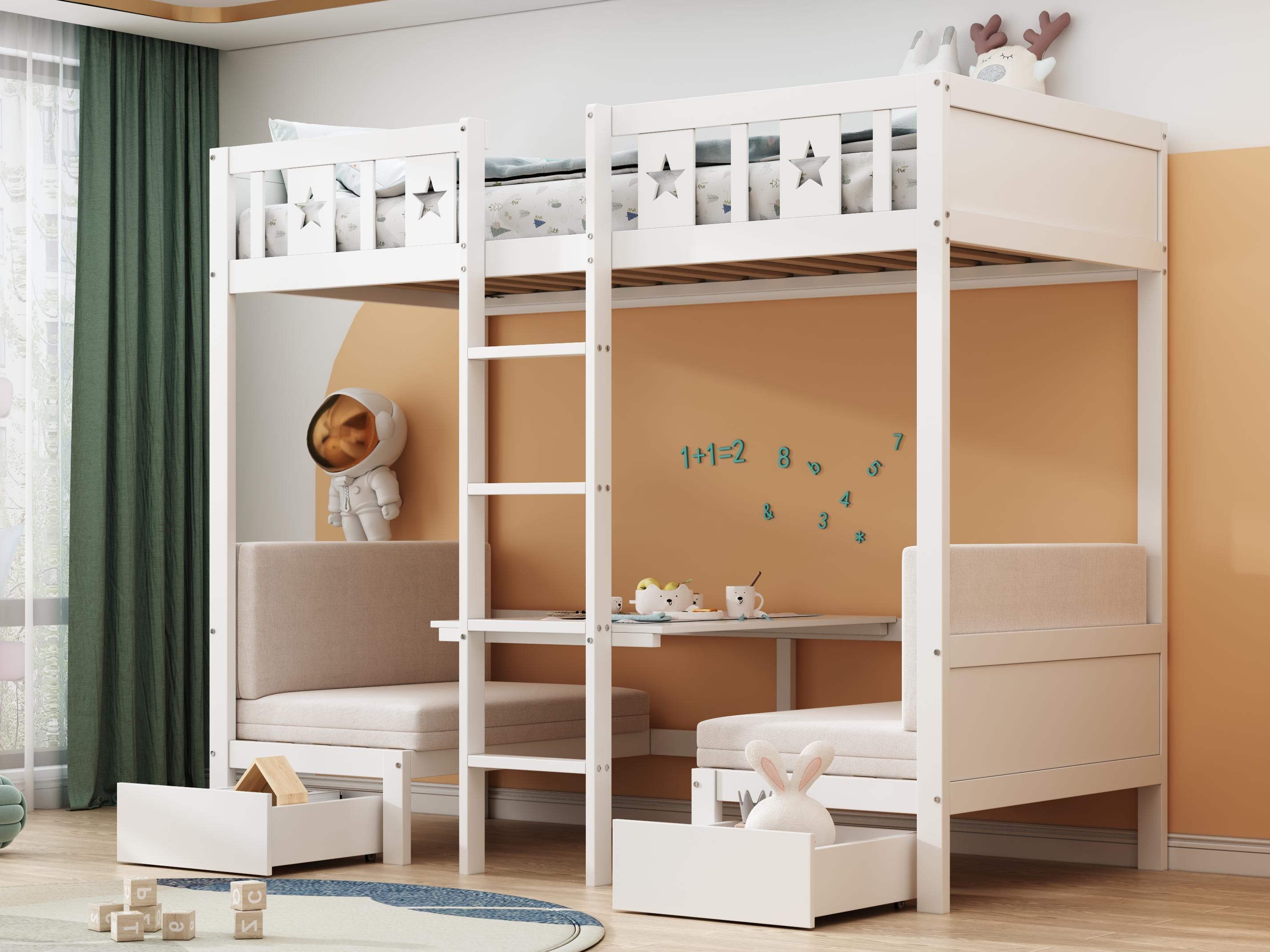 Litera 90x200 cm - escritorio convertible en cama debajo - con 2 ...