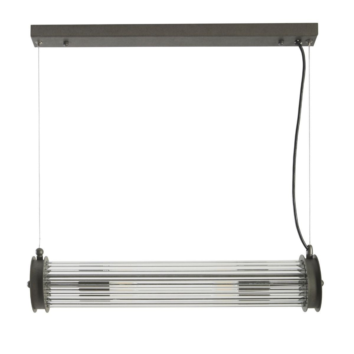 Lustre tube simple en métal galvanisé couleur gris et verre | Leroy Merlin