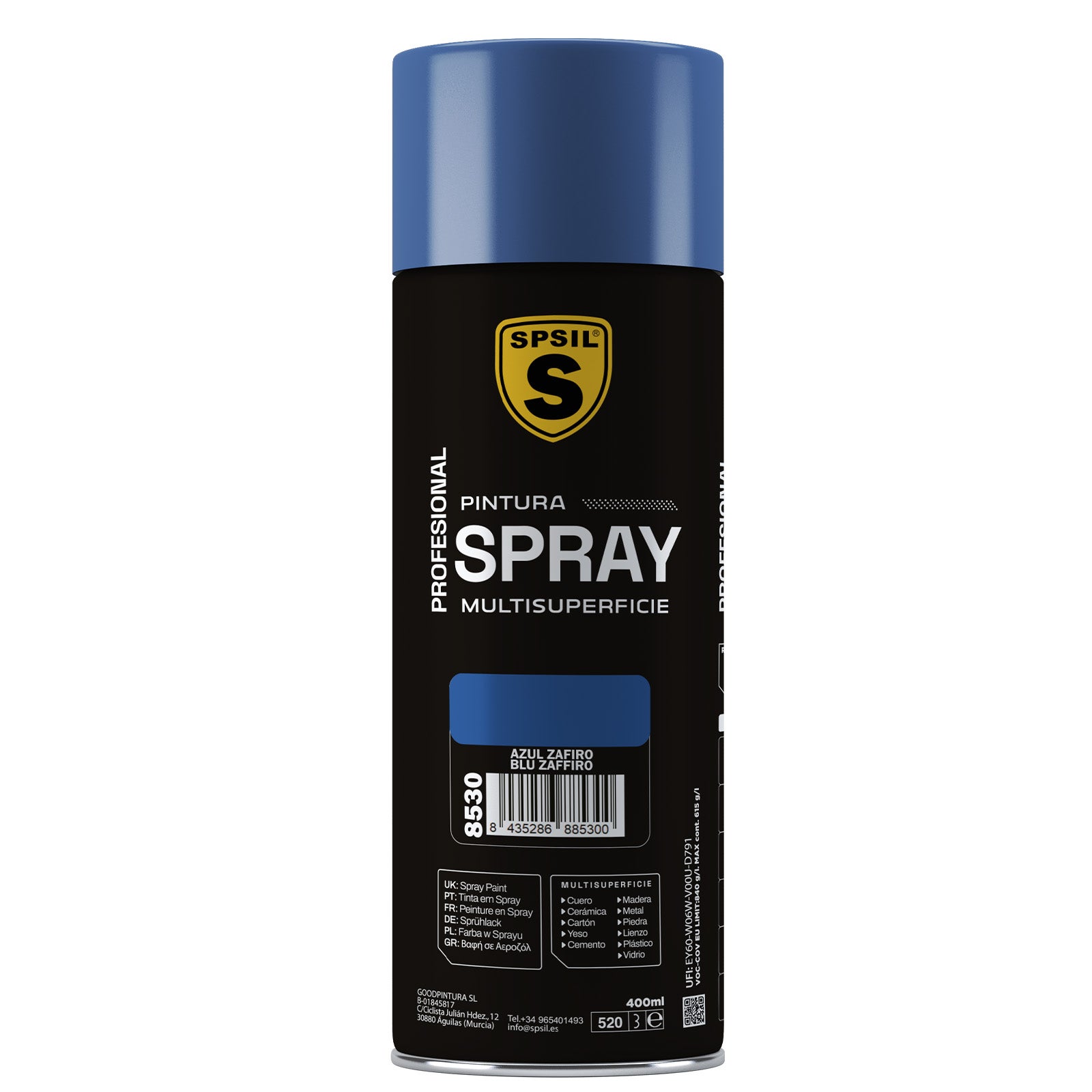 Spray Pintura Profesional SPSIL Brillo Azul Zafiro 400ml- Secado Rápido ...