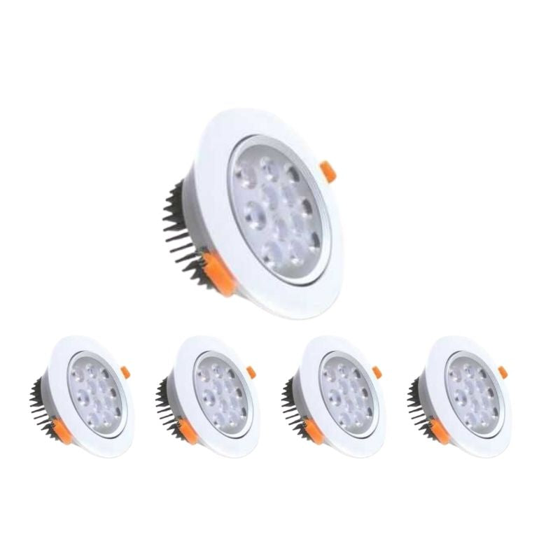 Spot LED Encastrable 12W 80° Orientable Rond - Pack de 5 / Blanc Neutre 4000K - 5500K - SILUMEN ...
