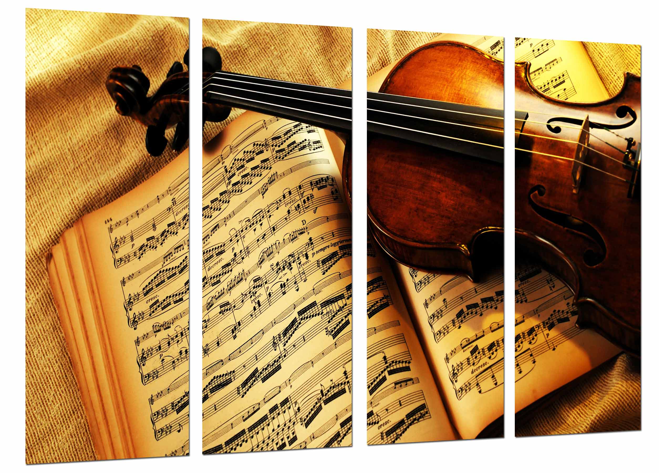 Violin sobre Partitura Musical, impresión fotográfica sobre madera ...