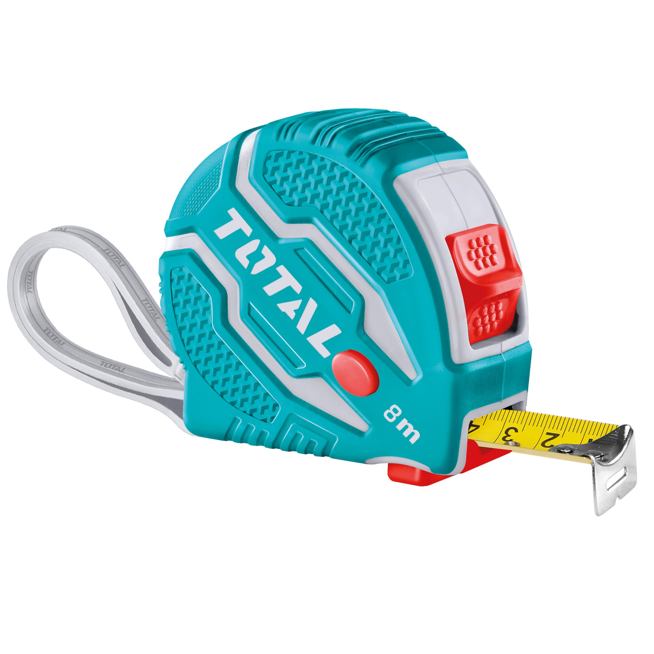 TOTAL - Mètre ruban 10 mètres, 10 m x 25 mm, avec cordon pour accrocher au poignet, bouton ...