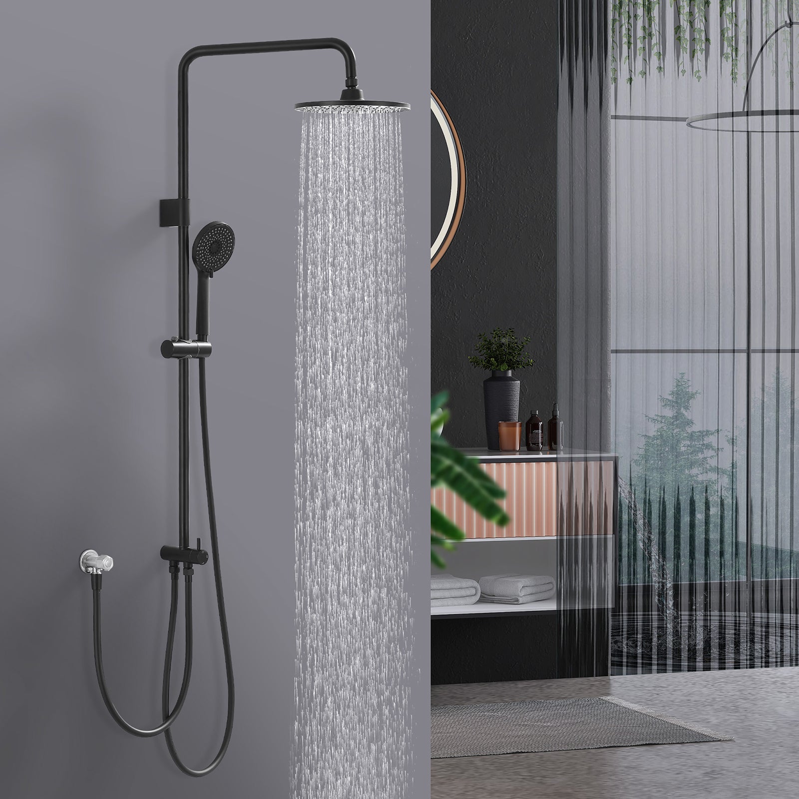 Colonne de Douche sans Robinetterie Ensemble de Douche Noir avec ...