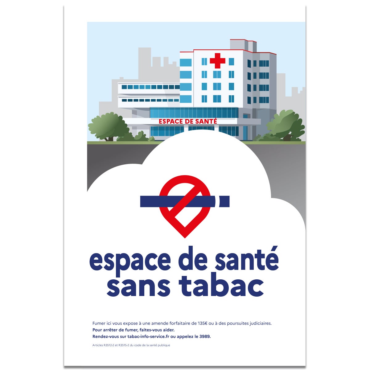 Panneau espace santé sans tabac - 80x120 cm - Aluminium - Conforme ...