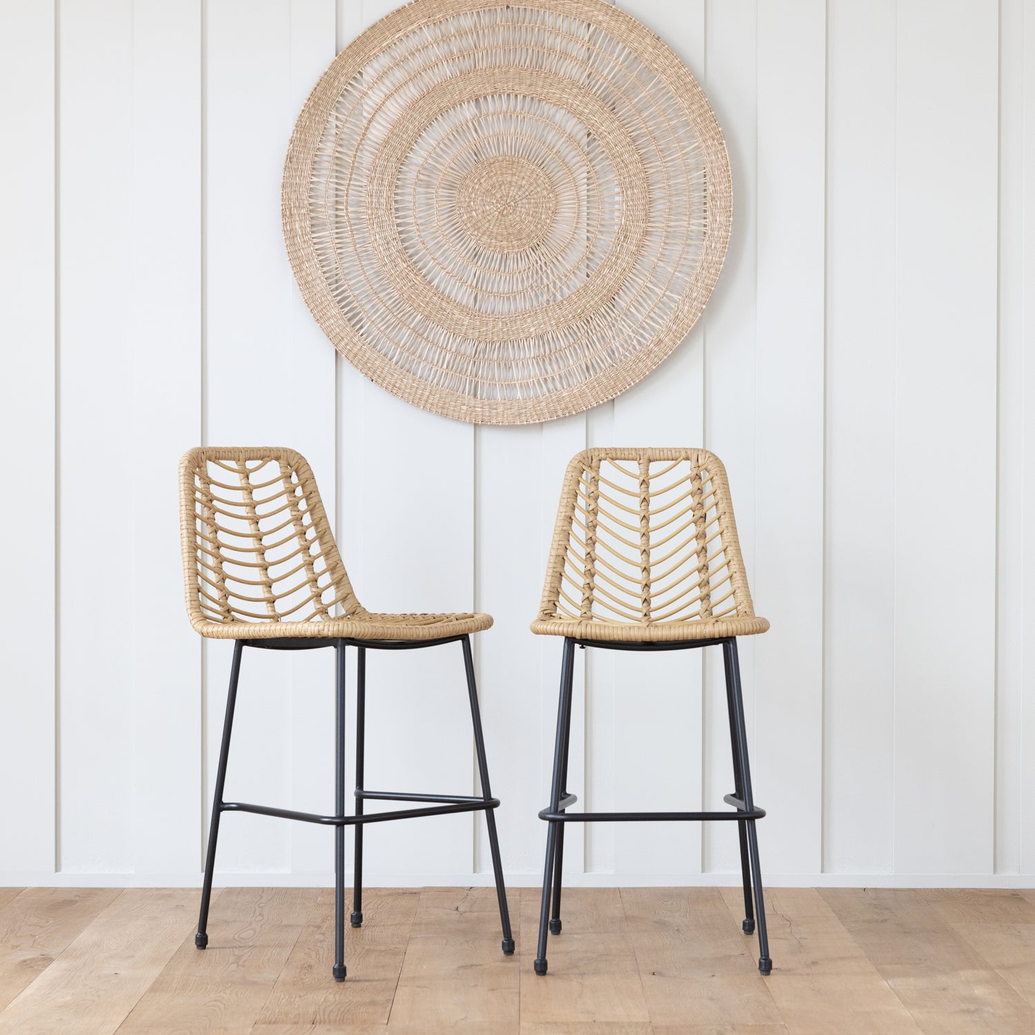 Lot de 2 tabourets de bar en rotin synthétique OKA | Leroy Merlin