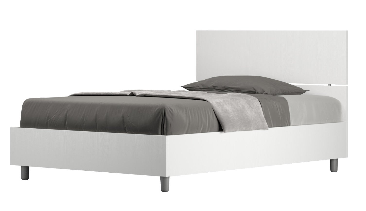 Lit en bois avec tête de lit inclinée Renoma-Couleur Blanc-120x200 ...