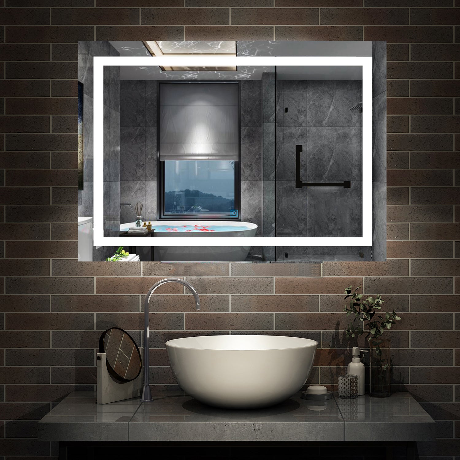 Specchio da bagno Aica LED 150×80 cm, antiappannamento, dimmerabile a 3 ...