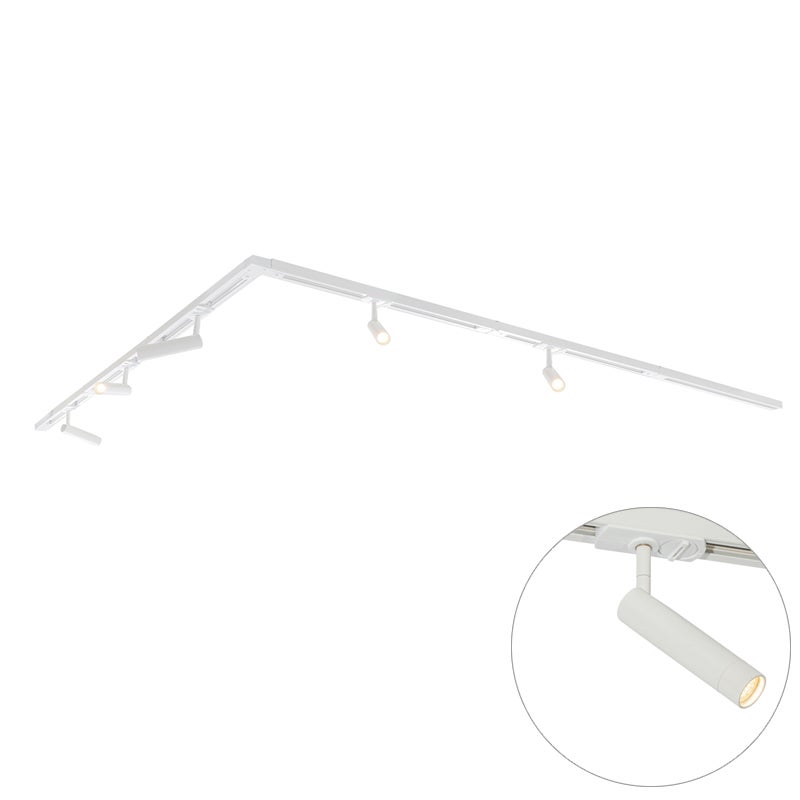 Système d'éclairage sur rail moderne avec 5 spots blancs monophasés ...