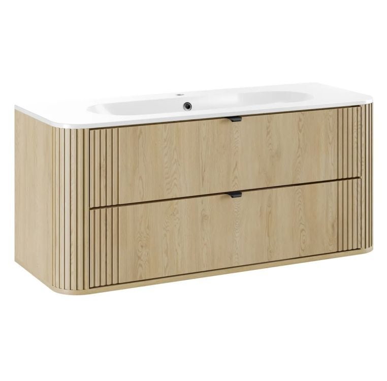 Szafka pod umywalkę OVALIA CREMONA 2S 120cm dąb cremona z umywalką ...