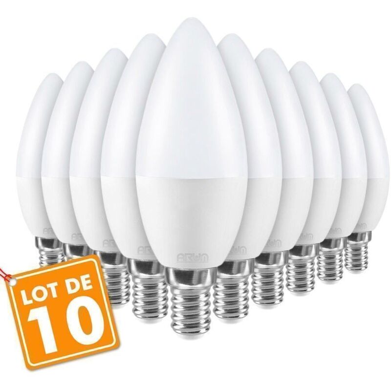 Lot de 10 ampoules LED E14 5.5W eq 40W C37 Température de Couleur: Blanc Chaud 3000K | Leroy Merlin