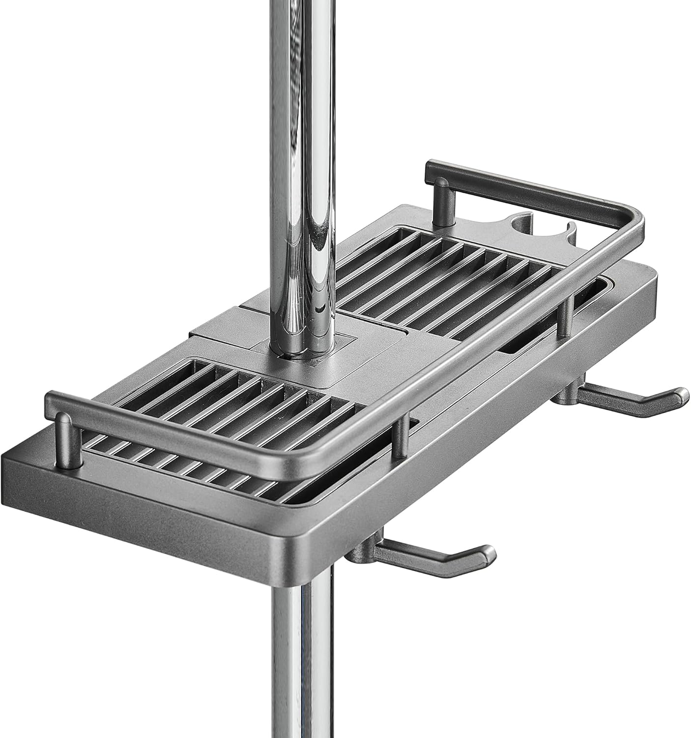 Estante de ducha colgante con dos ganchos giratorios, gris, 27 x 11,5 x ...