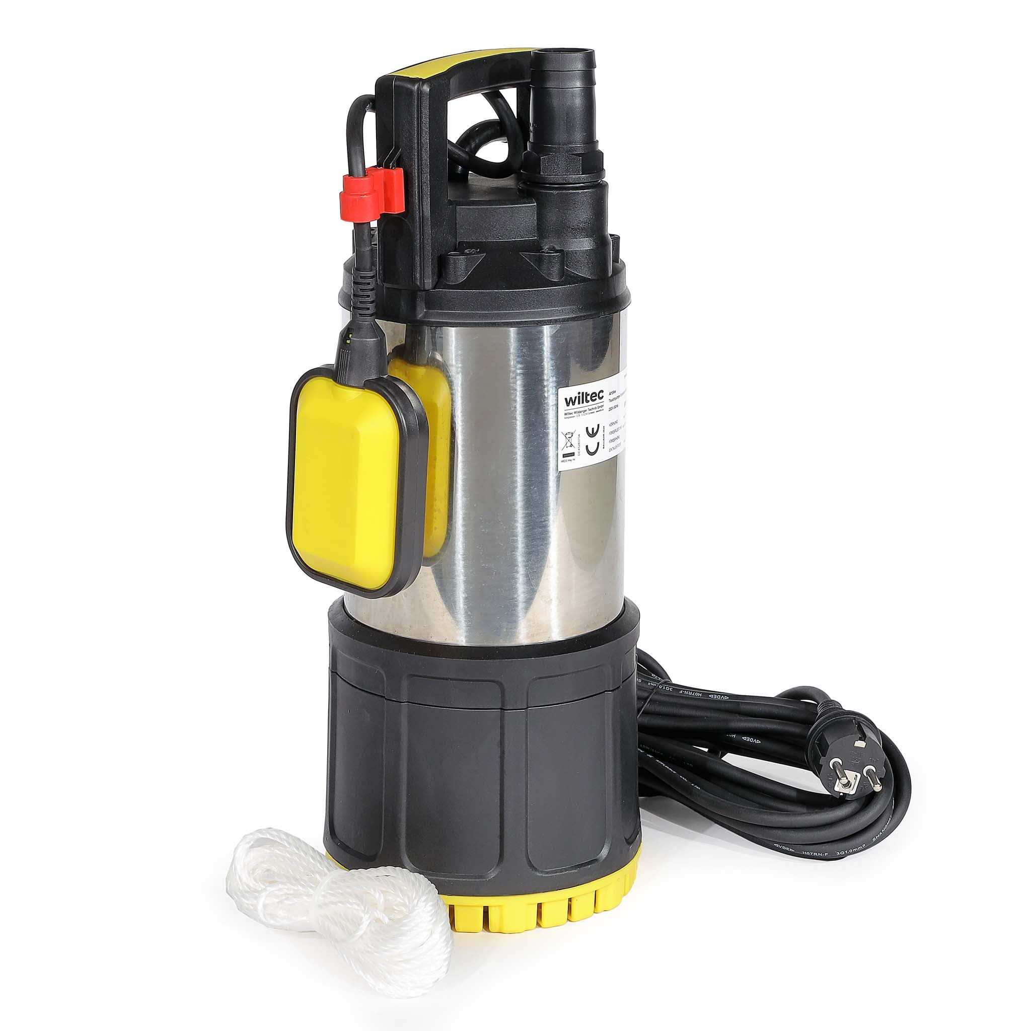 Wiltec Pompe à eau immergée 1200 W – 6000 l/h – Refoulement max. 40 m ...