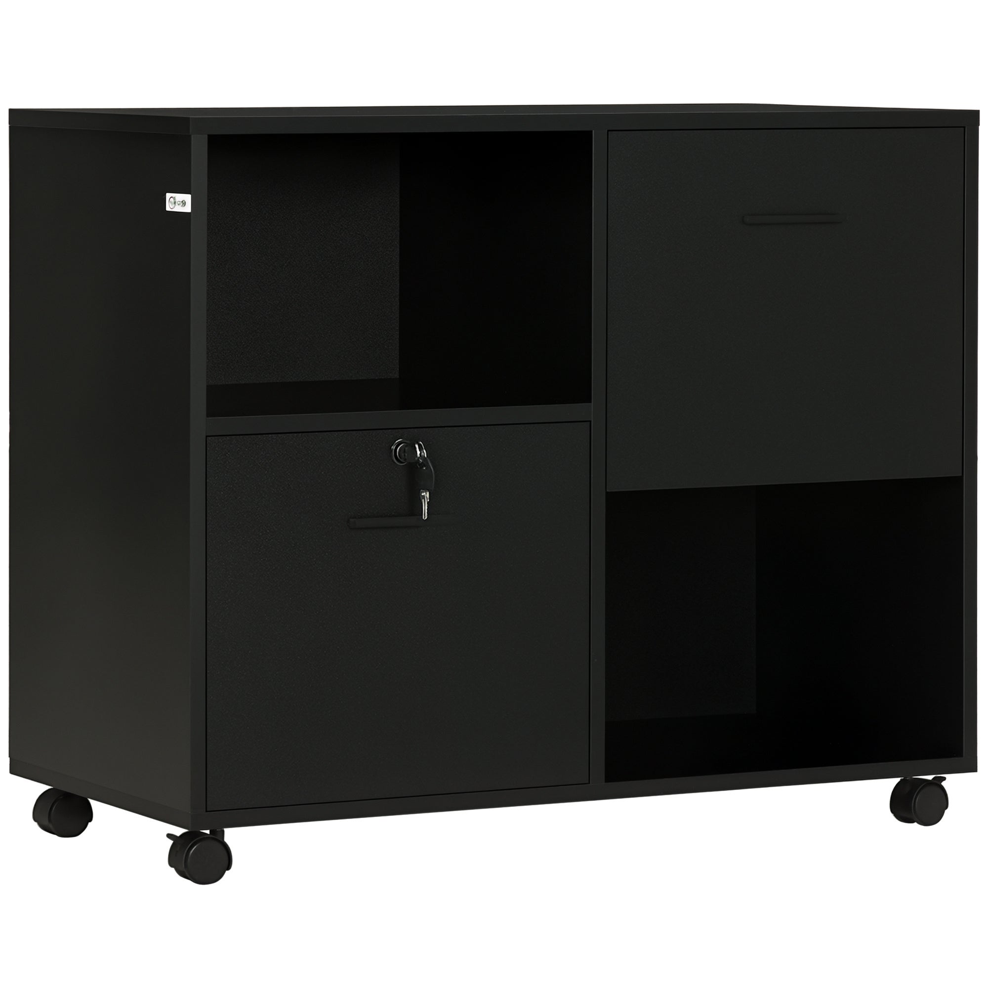Meuble de bureau à 2 tiroirs pour documents et étagères ouvertes, en ...