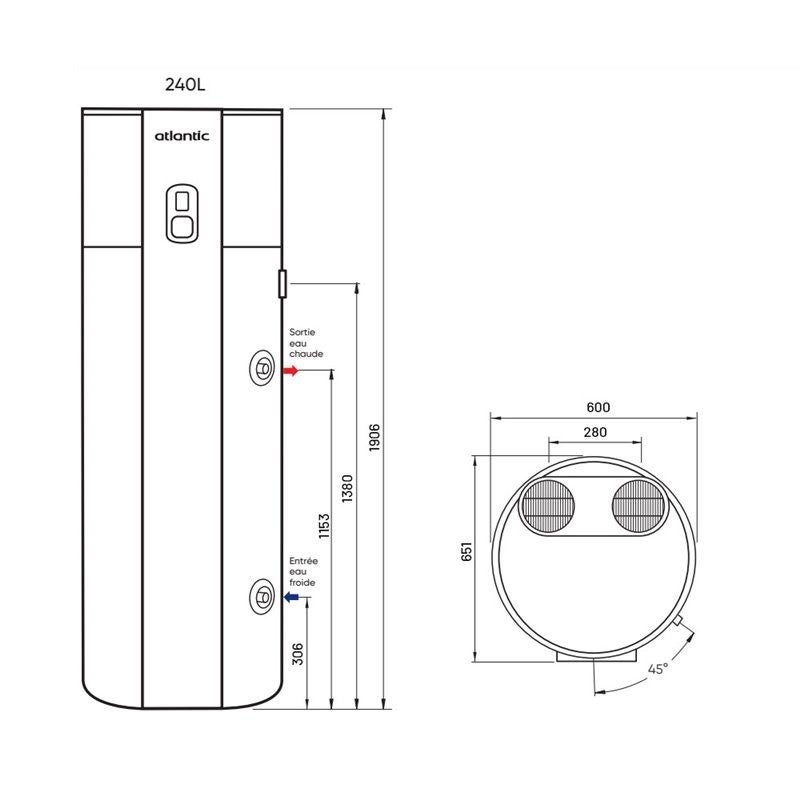 Chauffe-eau thermodynamique Calypso connecté vertical sur socle 240L ...