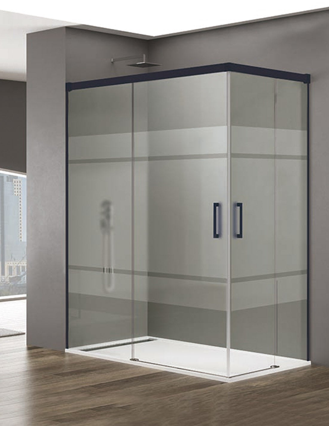 Mampara de ducha Angular ALLSTONE BASIC 2+2 con cierre en vértice, sin perfil inferior 70x70 cm ...