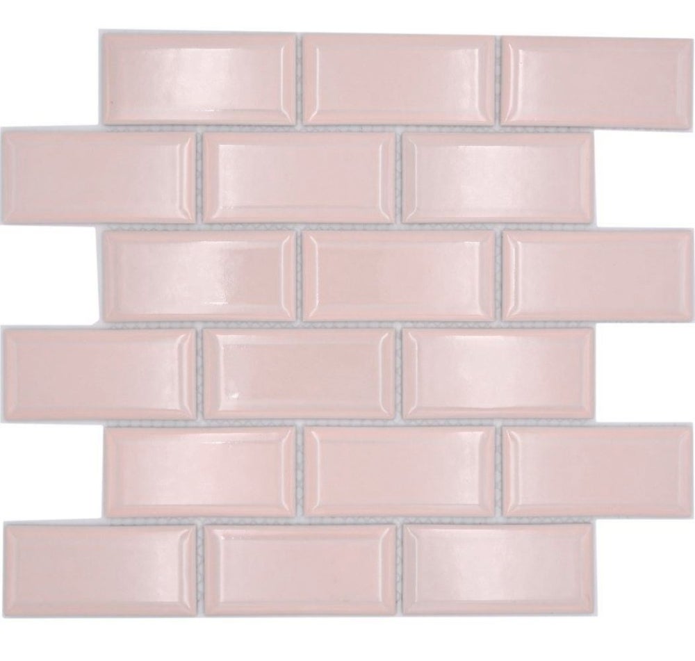 Azulejo cerámico de aspecto compuesto Metro en color rosa pastel pálido ...