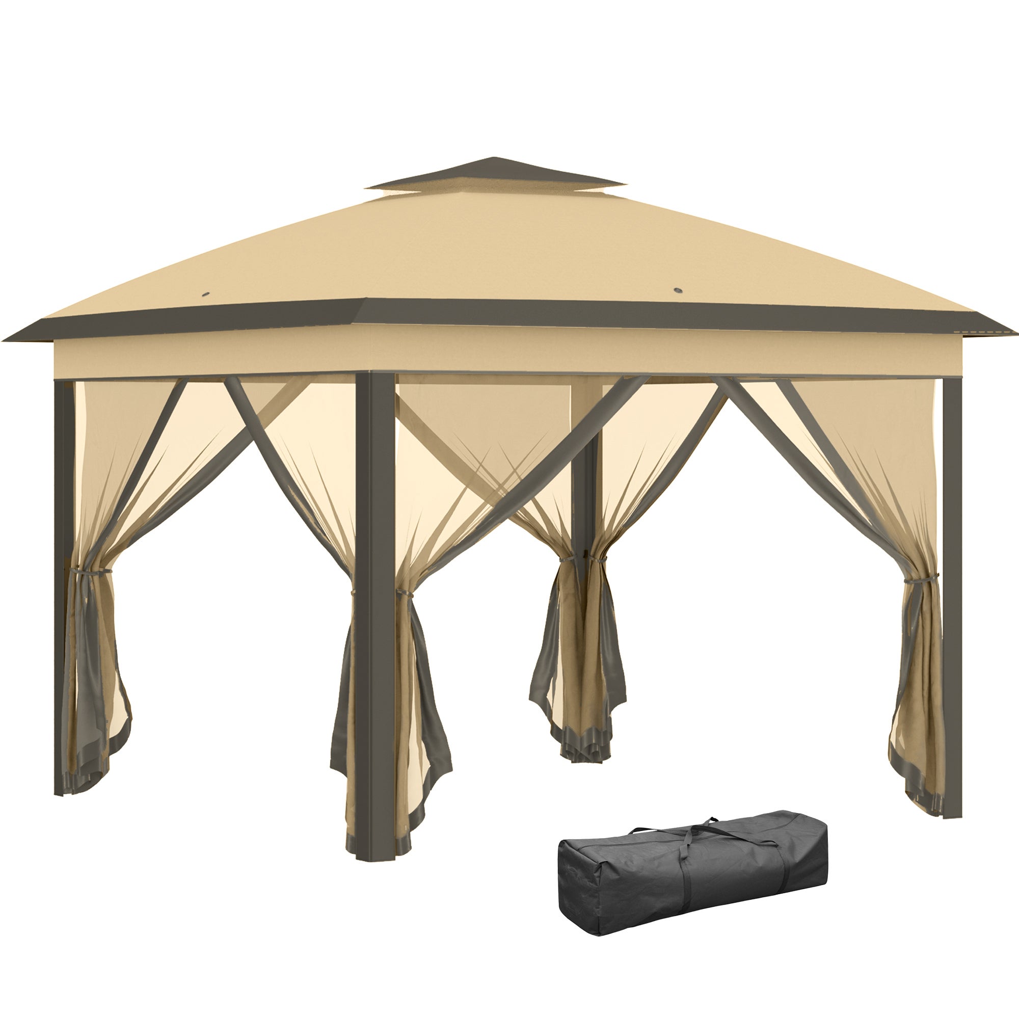 Pavillon 3,3x3,3m, gazebo pliable et hydrofuge,beige | Leroy Merlin