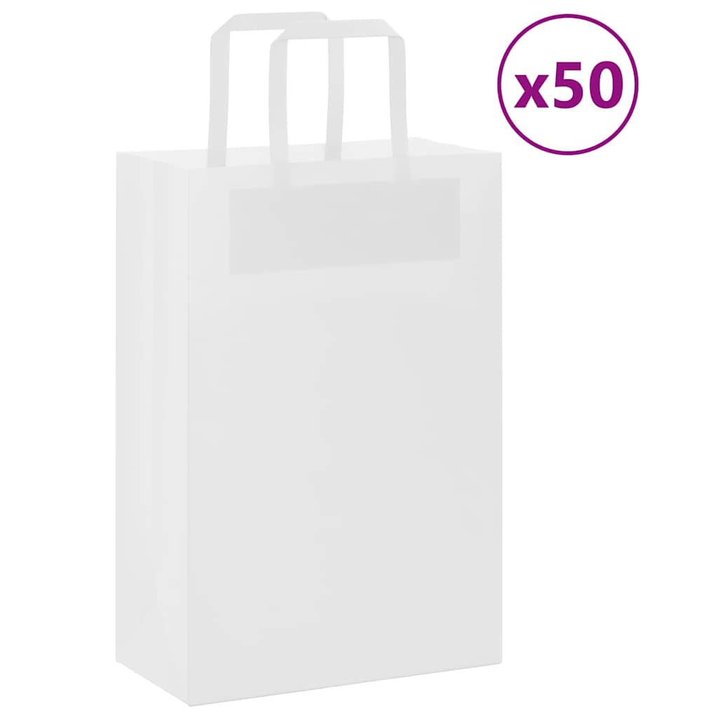 Sacs en papier kraft 50 pcs，Sacs kraft avec poignées blanc 21x11x31 cm ...
