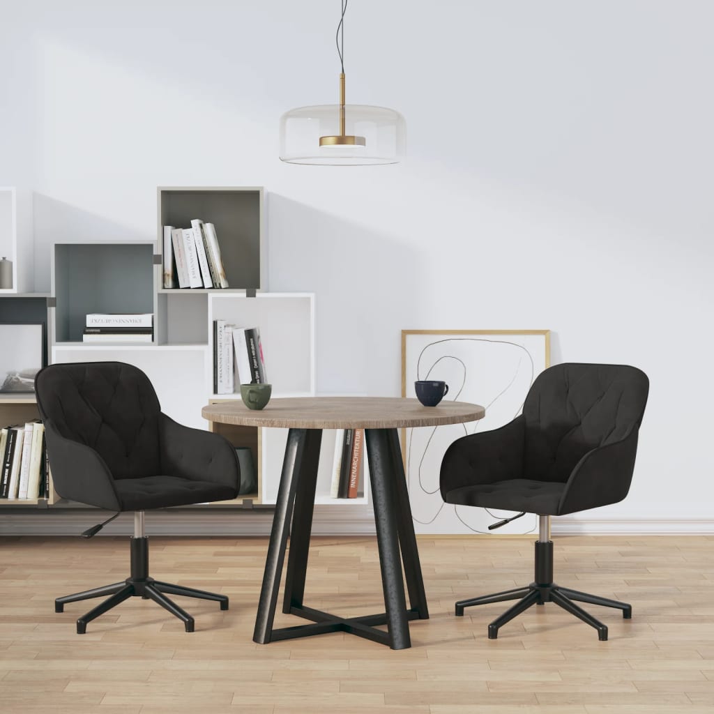 Chaises pivotantes à manger lot de 2 Noir Velours | Leroy Merlin